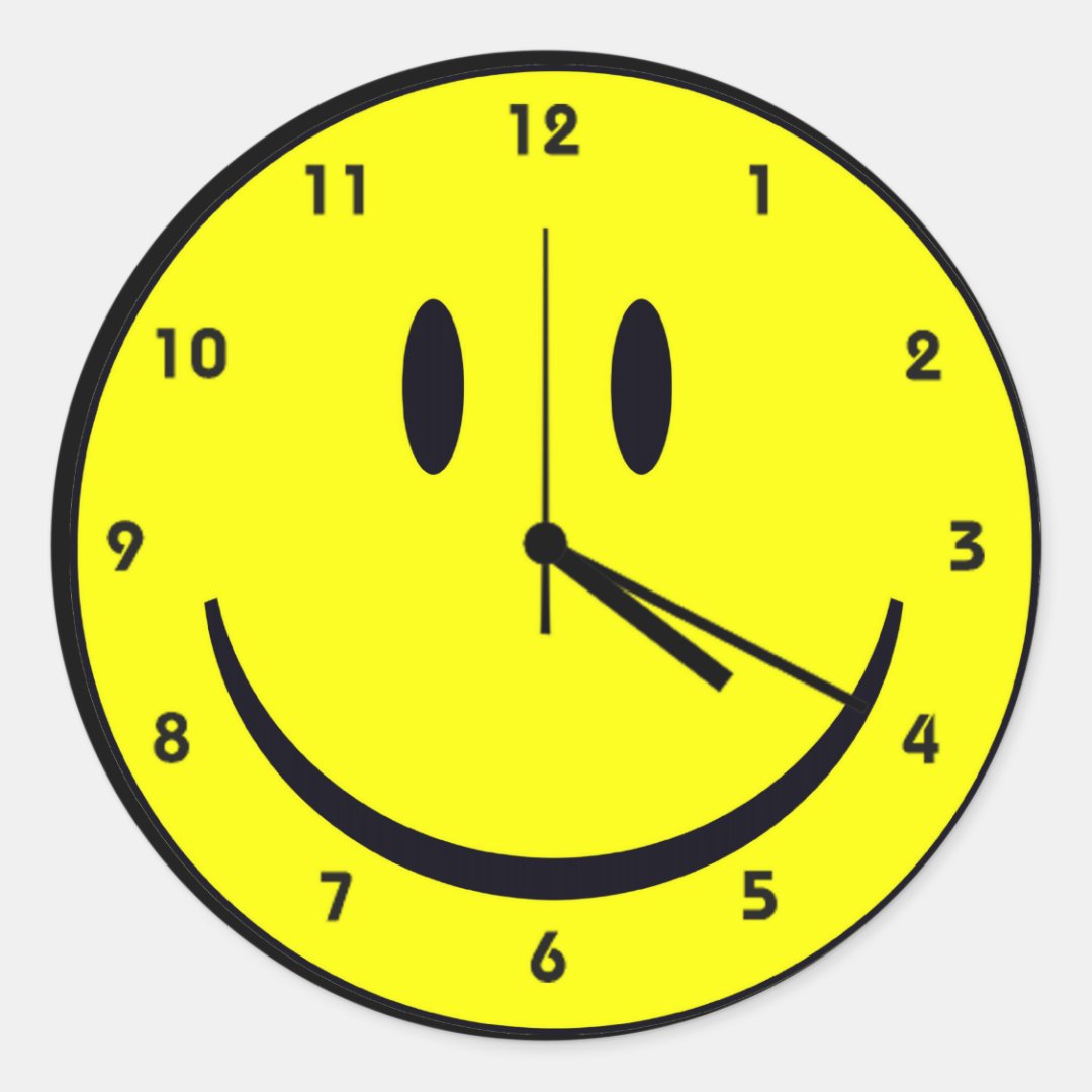 Happy Hippy face clock Classic Round Sticker | Zazzle