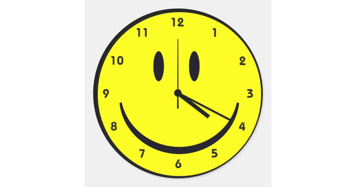 Happy Hippy face clock Classic Round Sticker | Zazzle