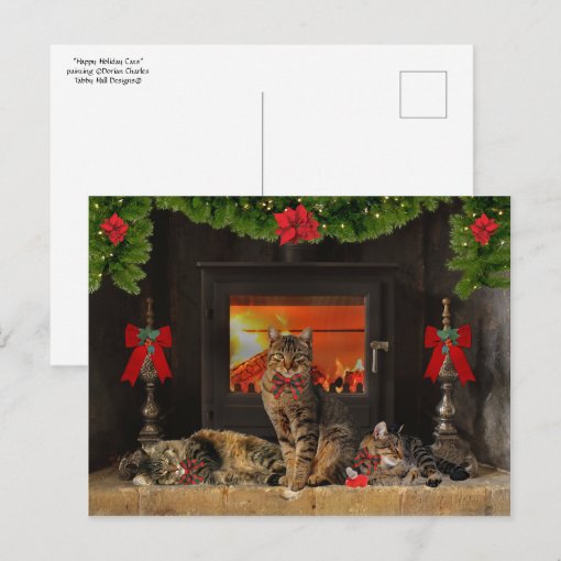 "Happy Holiday Cats" Holiday Postcard | Zazzle