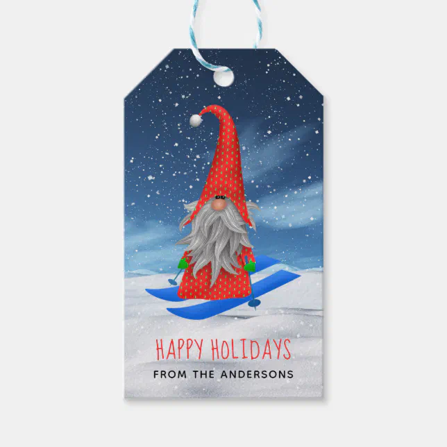 Happy Holiday Christmas Gnome Custom Gift Tags | Zazzle