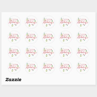 Happy Holiday Circle Sticker | Zazzle