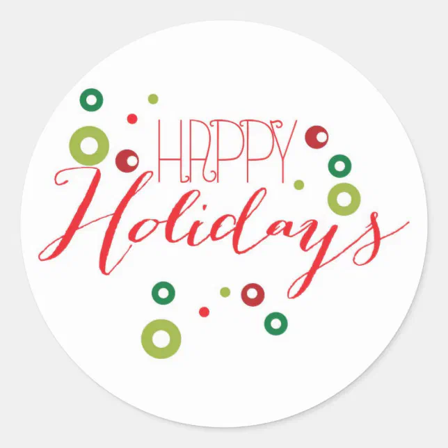Happy Holiday Circle Sticker | Zazzle