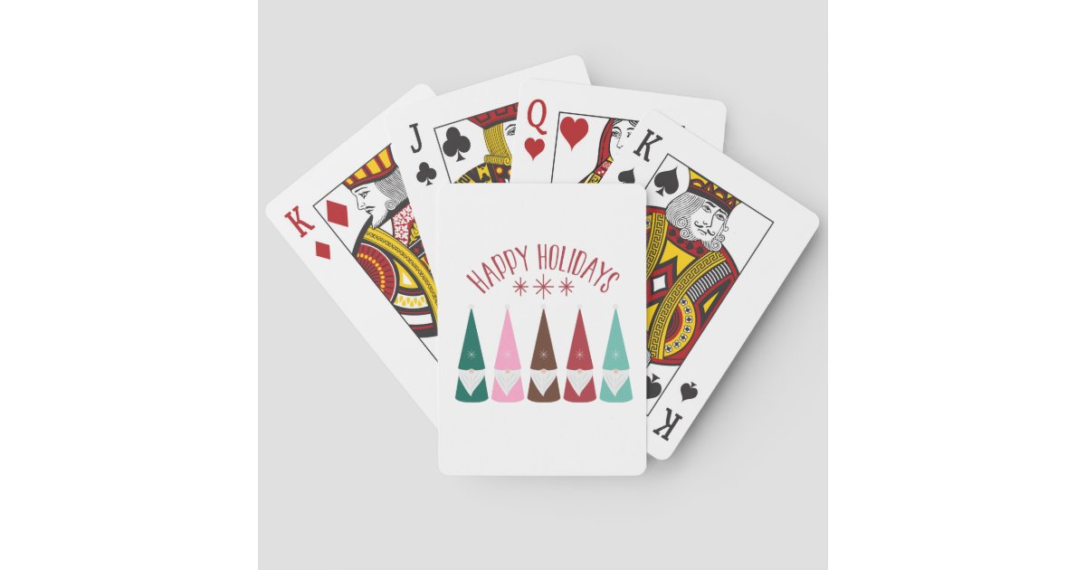Happy Holiday Gnomes Poker Cards | Zazzle