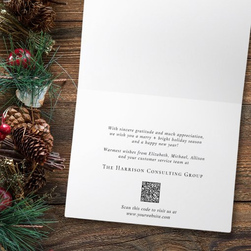 Happy Holidays Business Logo QR Code Christmas Holiday Card | Zazzle