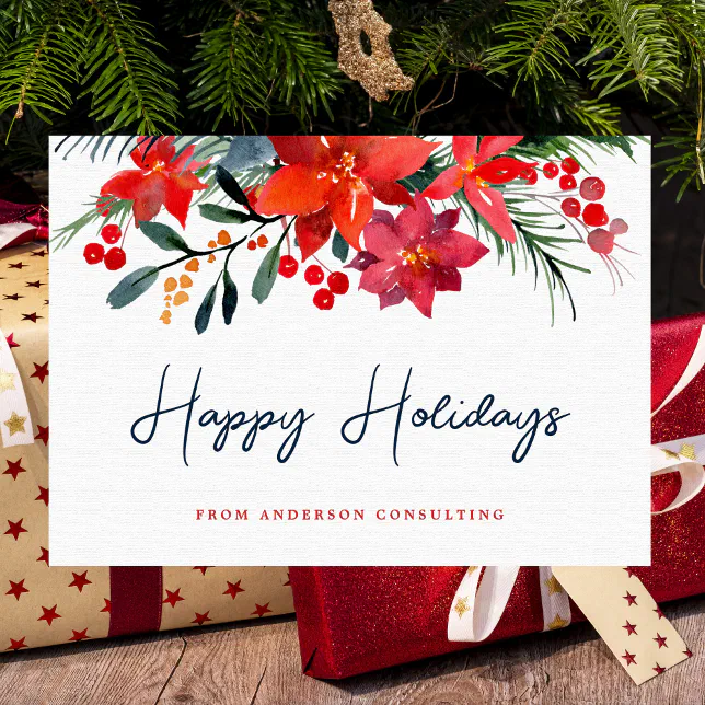 Happy Holidays Business Modern Holiday Card | Zazzle