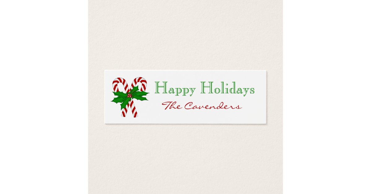 Happy Holidays Candy Cane Gift Tags | Zazzle