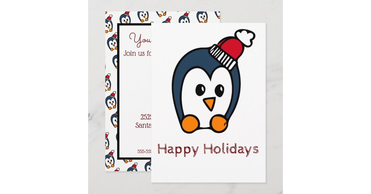 Happy Holidays Card Penguin | Zazzle