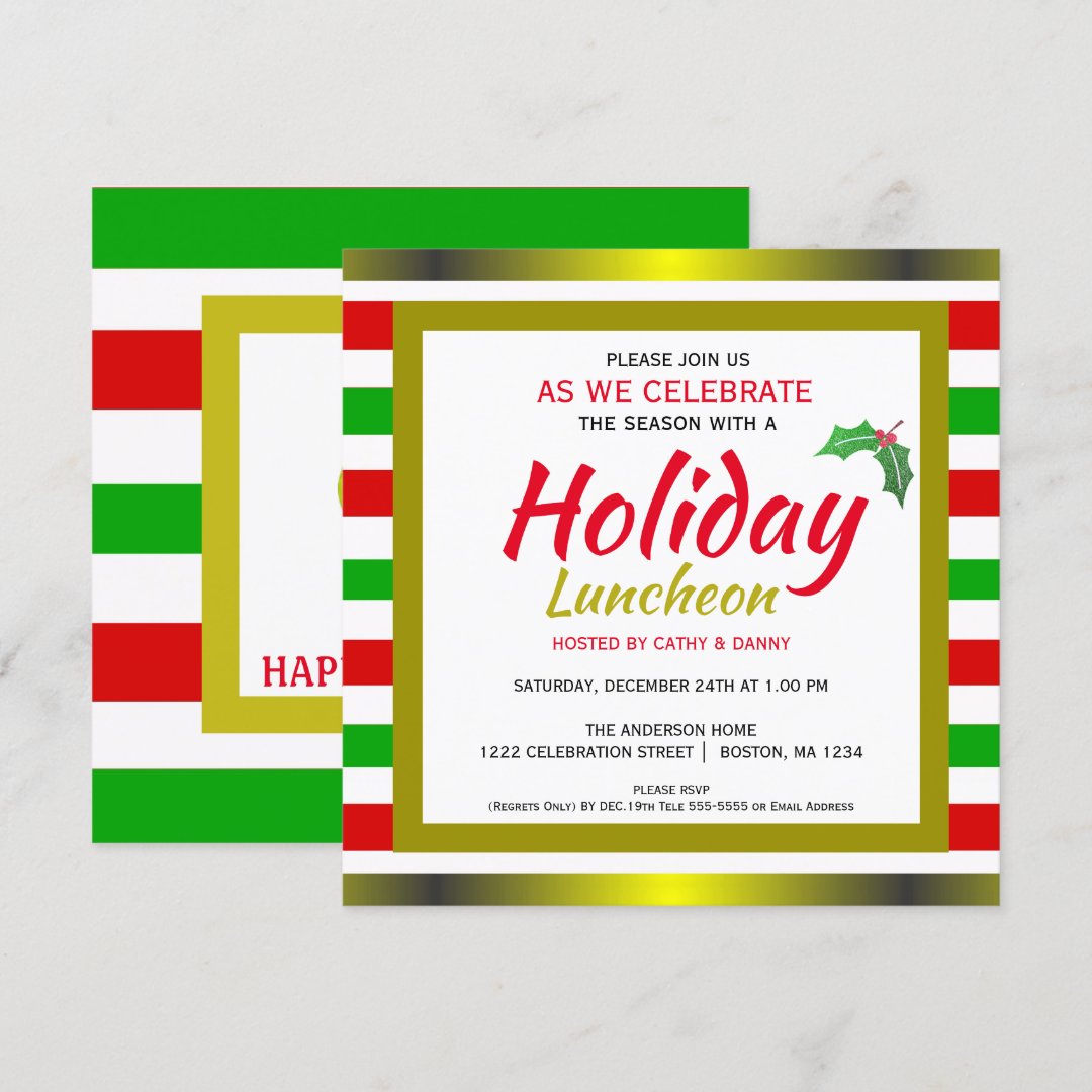 Happy Holidays Christmas Luncheon Invitation | Zazzle