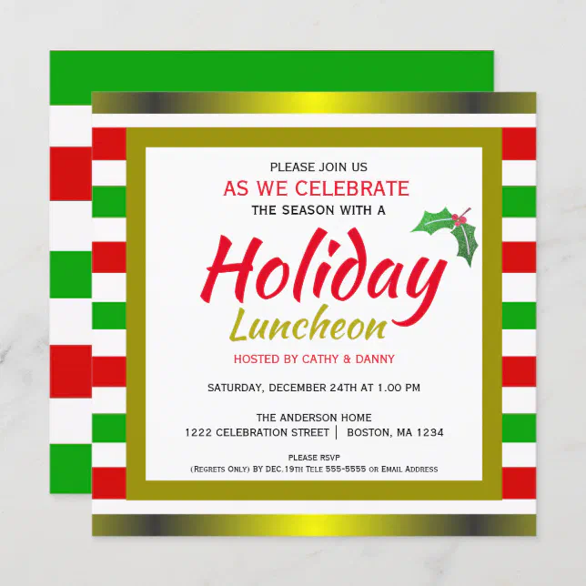 Happy Holidays Christmas Luncheon Invitation | Zazzle