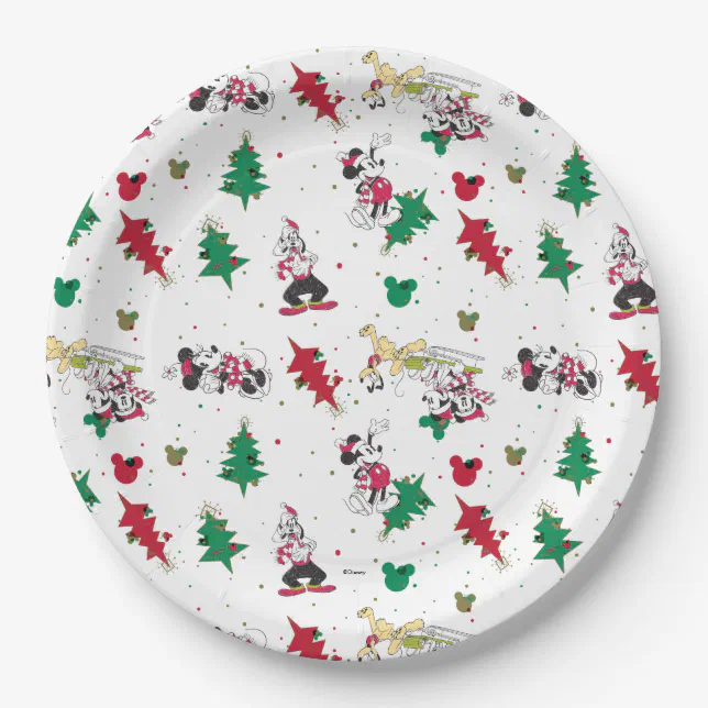 Happy Holidays | Christmas Mickey Mouse & Friends Paper Plates | Zazzle