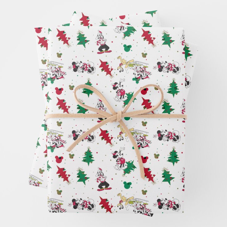 Happy Holidays | Christmas Mickey Mouse & Friends Wrapping Paper Sheets ...
