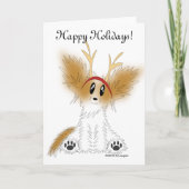 Happy Holidays Christmas Papillon Puppy Card | Zazzle