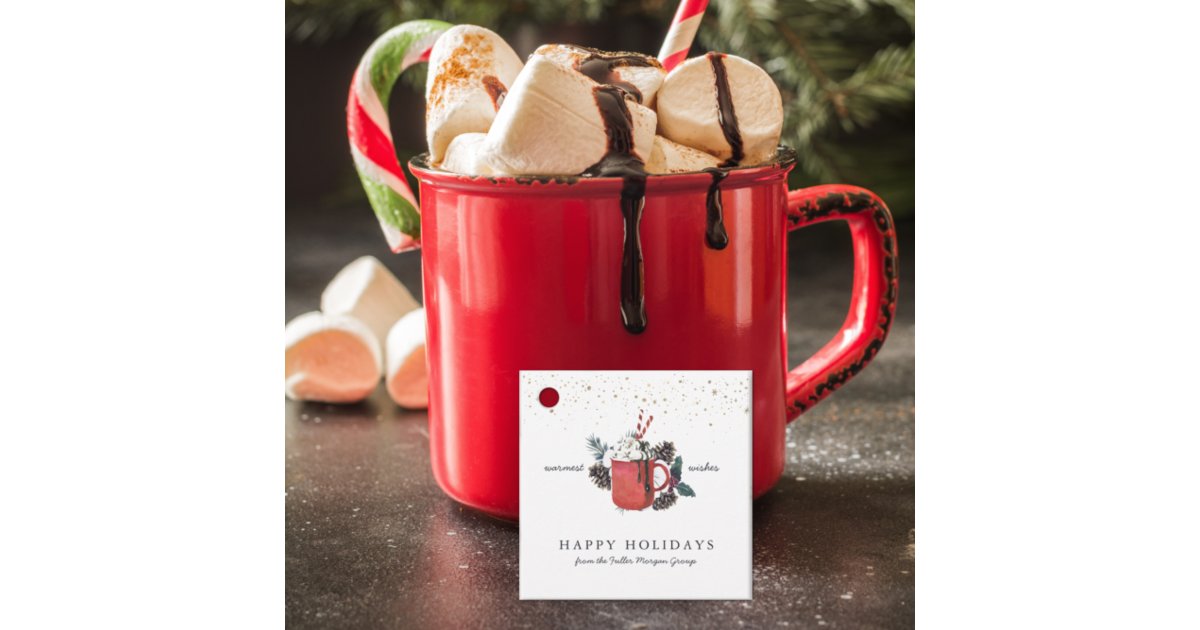 Happy Holidays | Classic Hot Chocolate Christmas Favor Tags | Zazzle