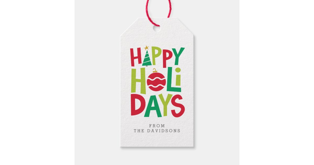 Happy holidays colorful gift tag | Zazzle