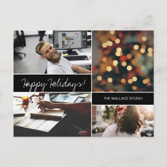Happy Holidays Corporate Christmas Photo collage Postcard | Zazzle.com