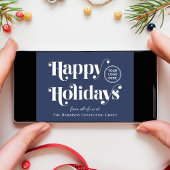 Happy Holidays Corporate Logo Blue Holliday Card | Zazzle