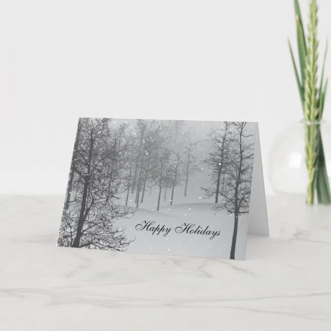 Happy Holidays Corporate Snow Scene Business Holiday Card | Zazzle