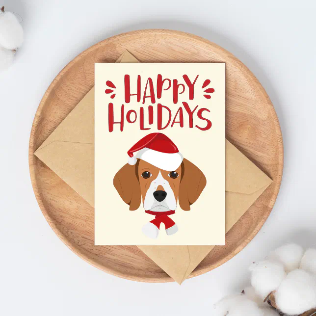 Happy Holidays - Cute Beagle Christmas Postcard | Zazzle