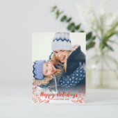 Happy Holidays Cute Red Script Photo Christmas Postcard | Zazzle