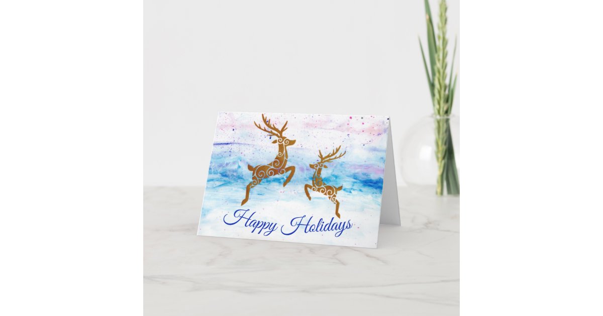 Happy Holidays Dancing reindeers Christmas card | Zazzle