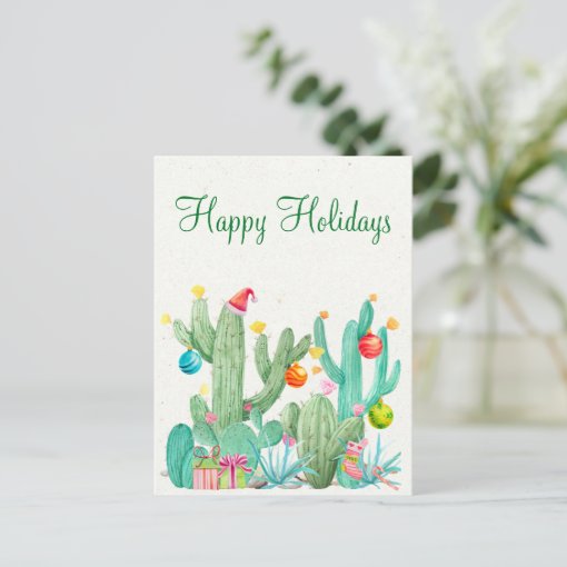 Happy Holidays Desert Cactus Southwest Holiday Postcard | Zazzle