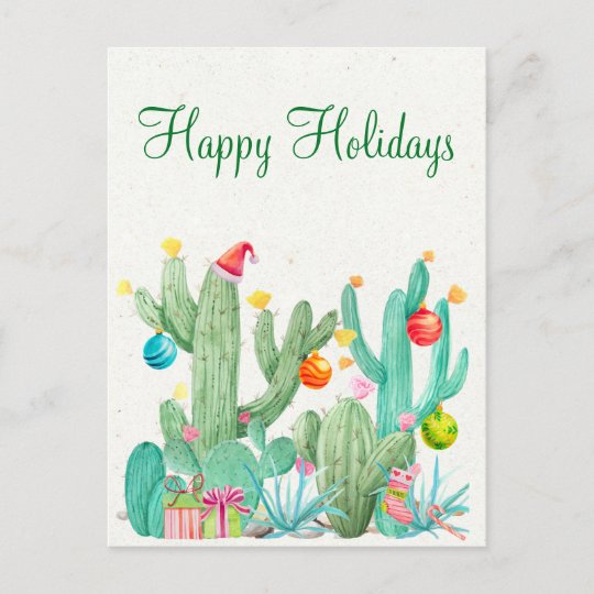 Happy Holidays Desert Cactus Southwest Holiday Postcard | Zazzle.com
