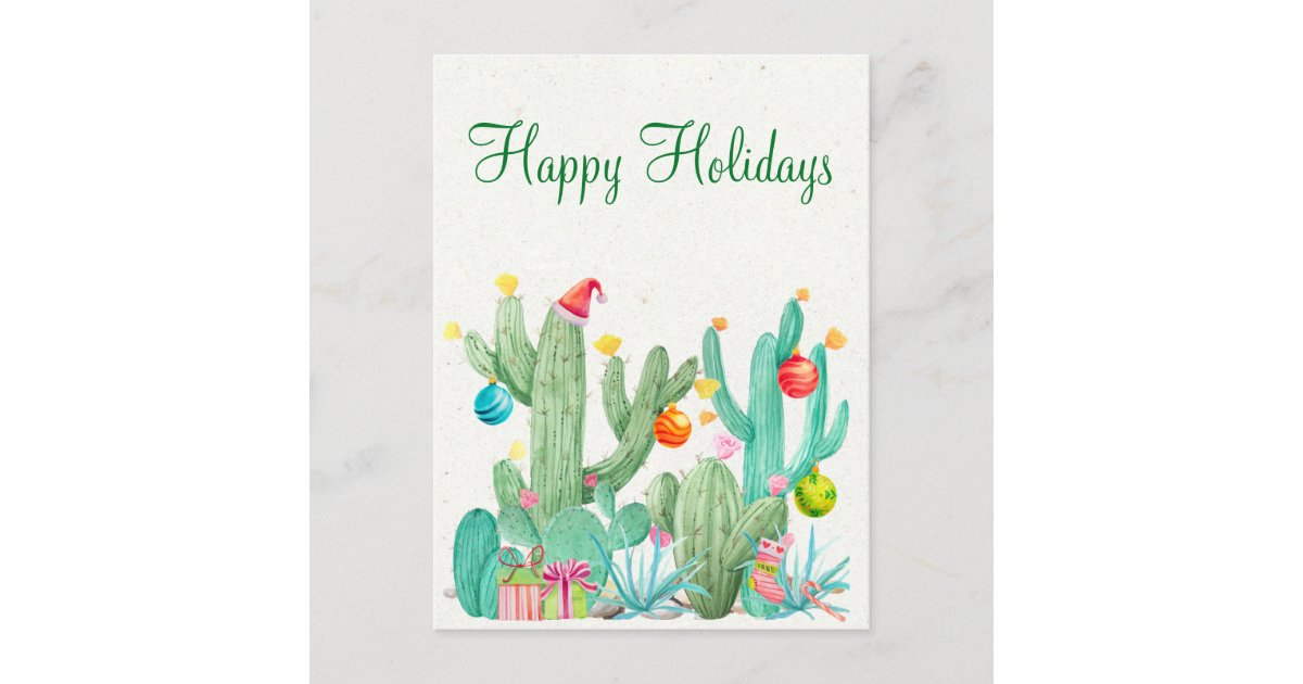 Happy Holidays Desert Cactus Southwest Holiday Postcard | Zazzle.com