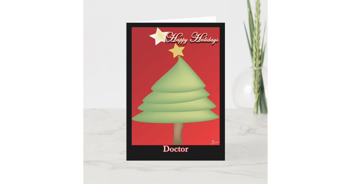 Happy Holidays Doctor Green Pine tree bright star Thank You Card | Zazzle