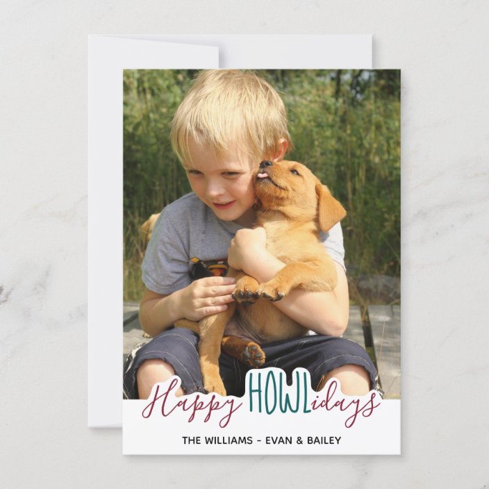 Happy Holidays from the Dog - Green Red Pet Photo Holiday Card | Zazzle.com
