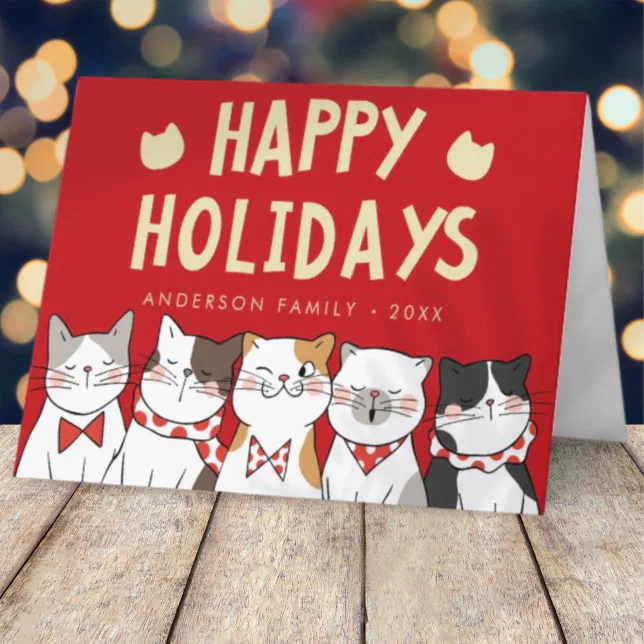 Happy Holidays Funny Cute Cats Caroling Holiday Card | Zazzle