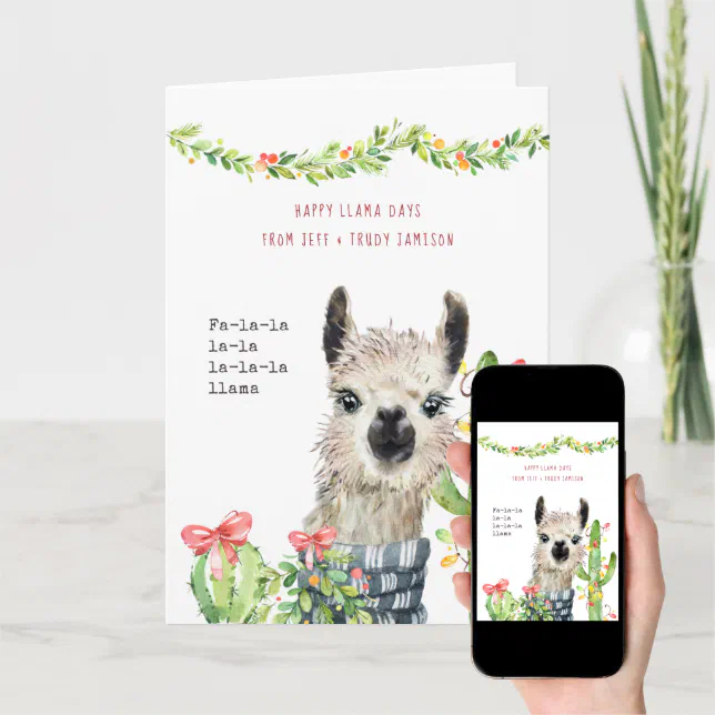 Happy Holidays | Funny Llama-Days Christmas Holiday Card | Zazzle