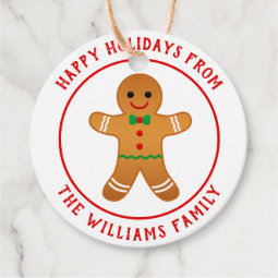 Happy Holidays! Gingerbread Man Christmas Favor Tags | Zazzle
