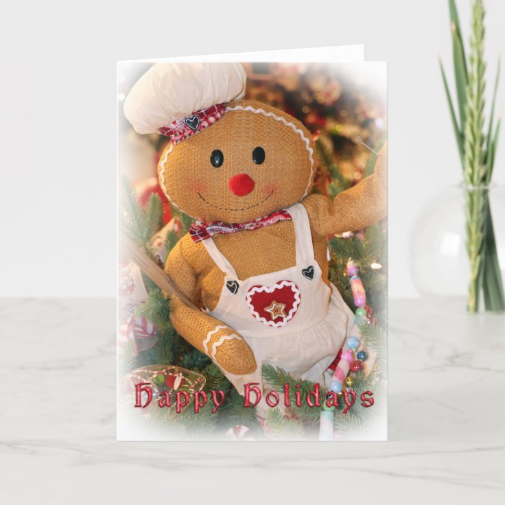 Happy Holidays Gingerbread Man Greeting Card | Zazzle