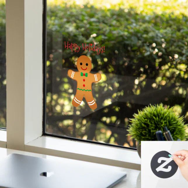 Happy Holidays - Gingerbread Man Window Cling | Zazzle
