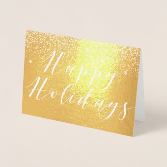 Happy Holidays & Glitter Classic Typography Design Foil Card | Zazzle