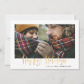 Happy holidays gold script red tartan christmas holiday card | Zazzle