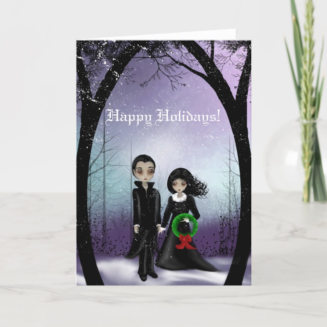 Happy Holidays Goth Couple Greeting Card | Zazzle