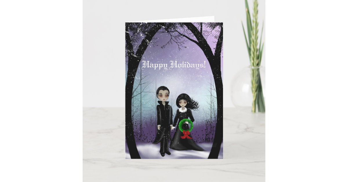 Happy Holidays Goth Couple Greeting Card | Zazzle