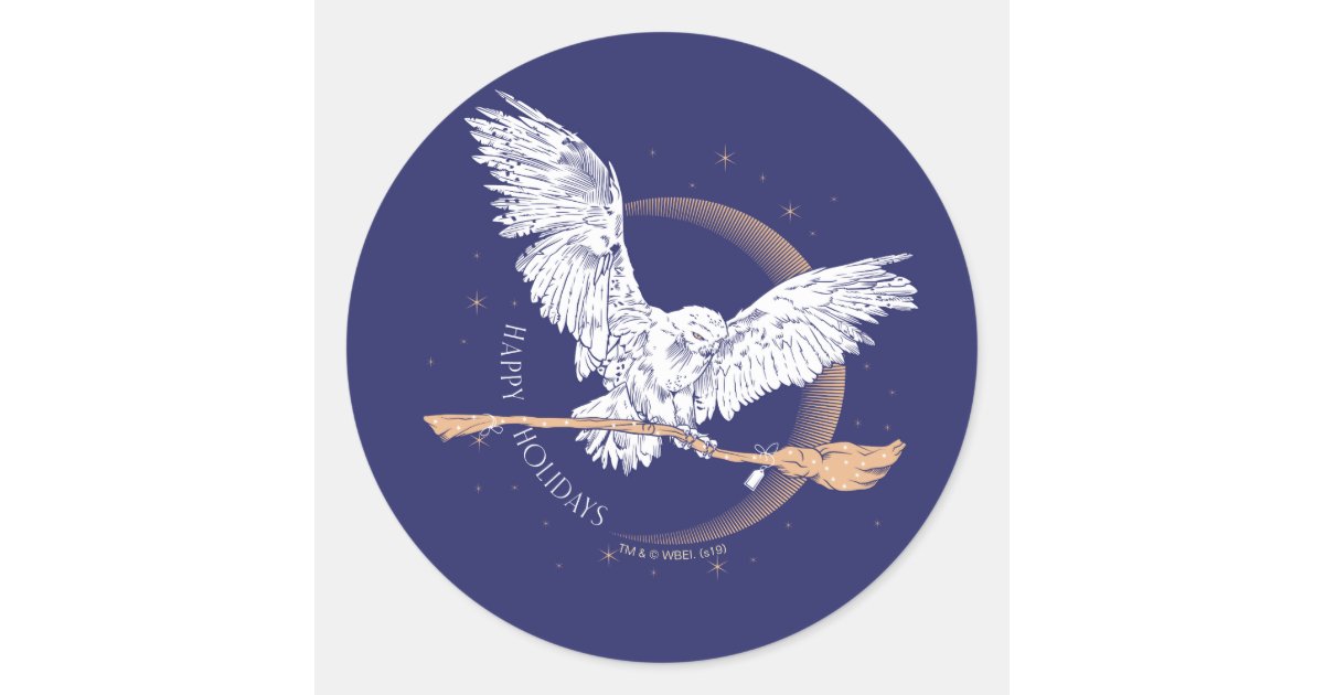 Happy Holidays Hedwig Delivery Classic Round Sticker | Zazzle