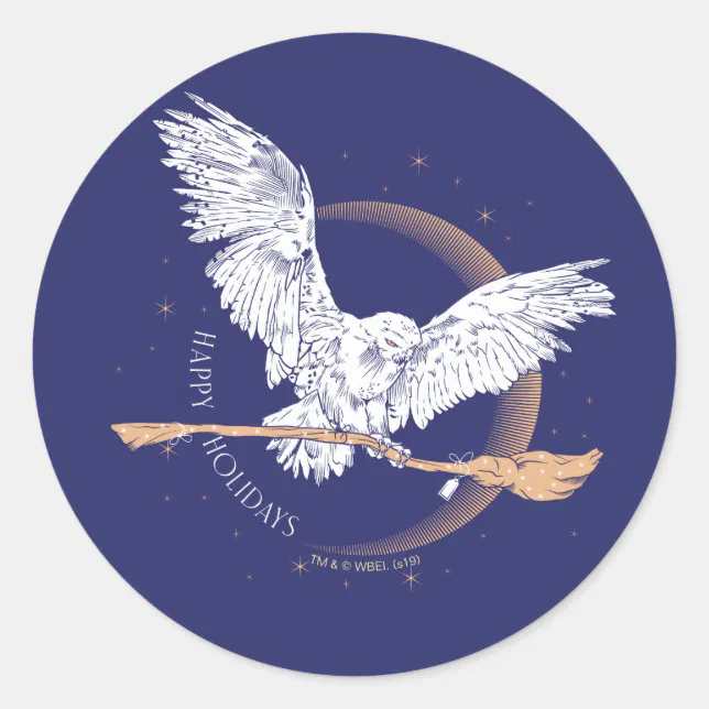 Happy Holidays Hedwig Delivery Classic Round Sticker | Zazzle