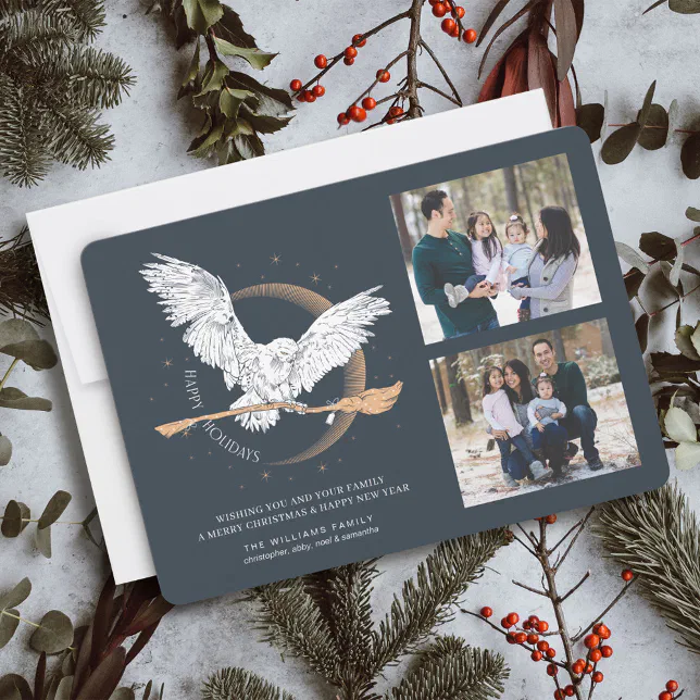 Happy Holidays Hedwig Delivery | Family Photo Card | Zazzle