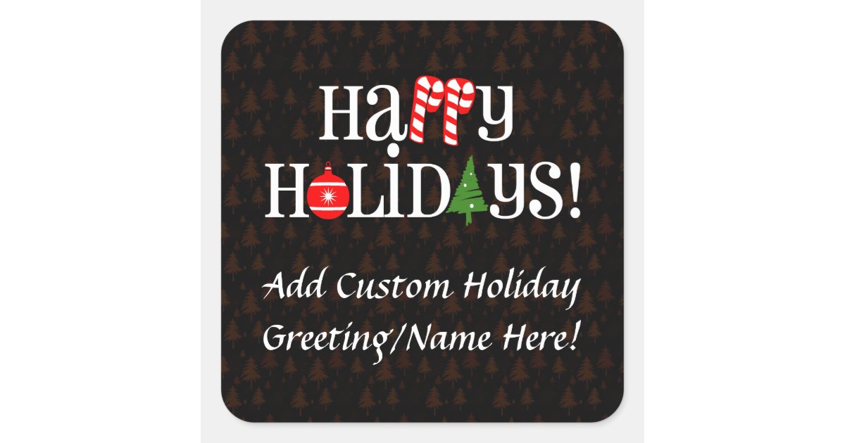 Happy Holidays Letter Icons Square Sticker | Zazzle