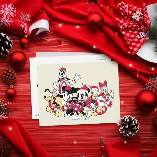 Happy Holidays | Mickey & Friends Christmas Cheer Holiday Postcard | Zazzle