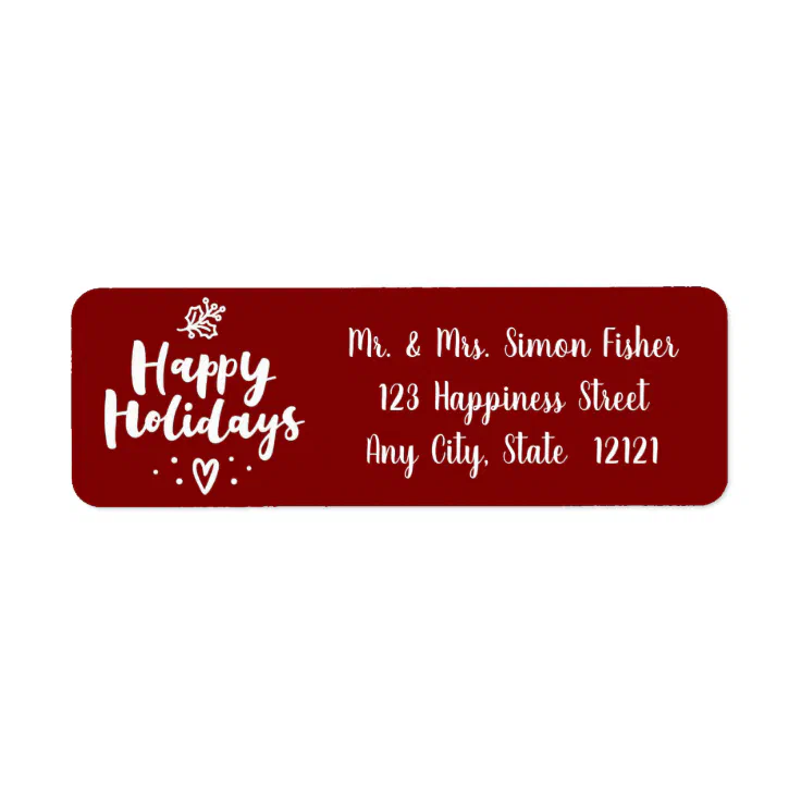Happy Holidays Mistletoe And Heart Label | Zazzle