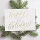 Happy Holidays Modern Elegant Gold Script Business Holiday Card | Zazzle