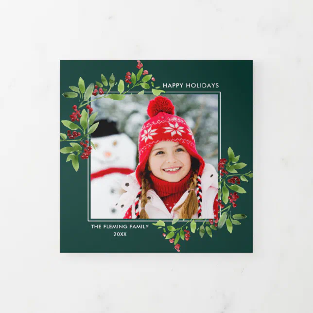 Happy Holidays. Multi Photo Tri-Fold Holiday Card | Zazzle