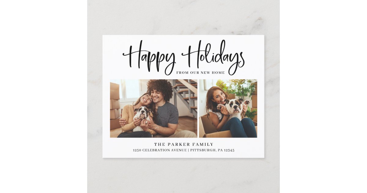Happy Holidays | New Home Change of Address Photo Holiday Postcard | Zazzle