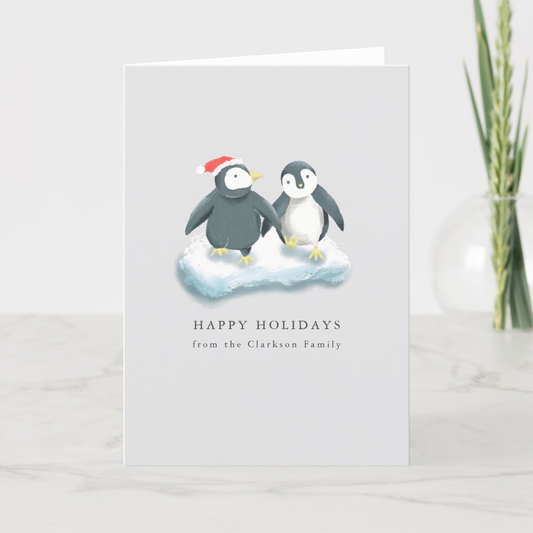 Happy Holidays Penguins Christmas Holiday Card | Zazzle
