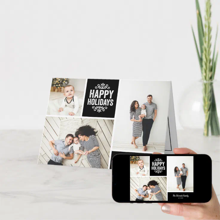 Happy Holidays Photo Collage Greeting Card | Zazzle