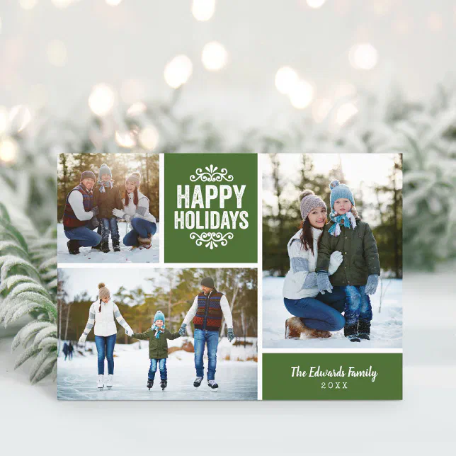 Happy Holidays Photo Collage Greeting Card | Zazzle